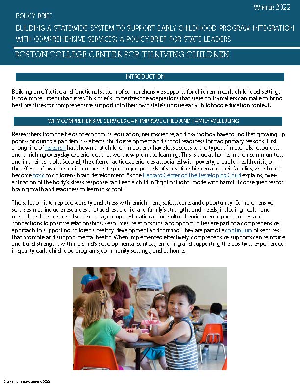 Strengthening Whole Family Comprehensive Supports in Early Childhood